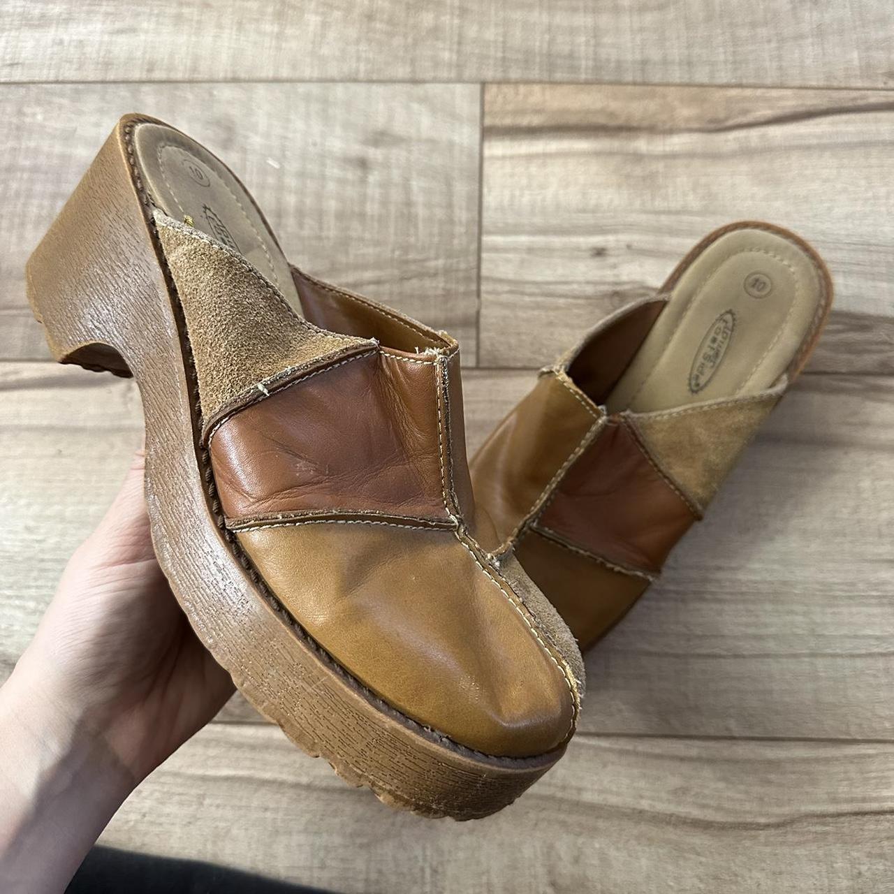 Lower east side tan patchwork clog sz 10 Some light... - Depop