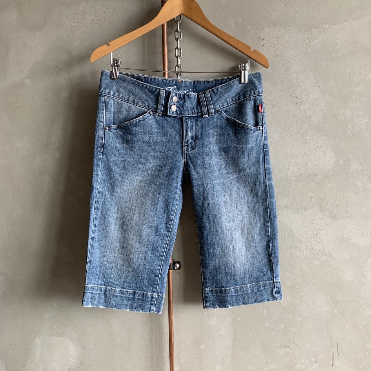 Levi’s low rise, knee length denim shorts. Red tag... - Depop