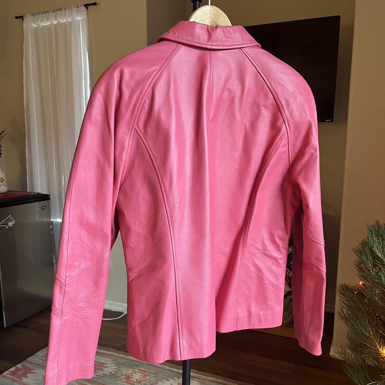 Bubblegum pink genuine leather jacket by Pamela MCoy... - Depop