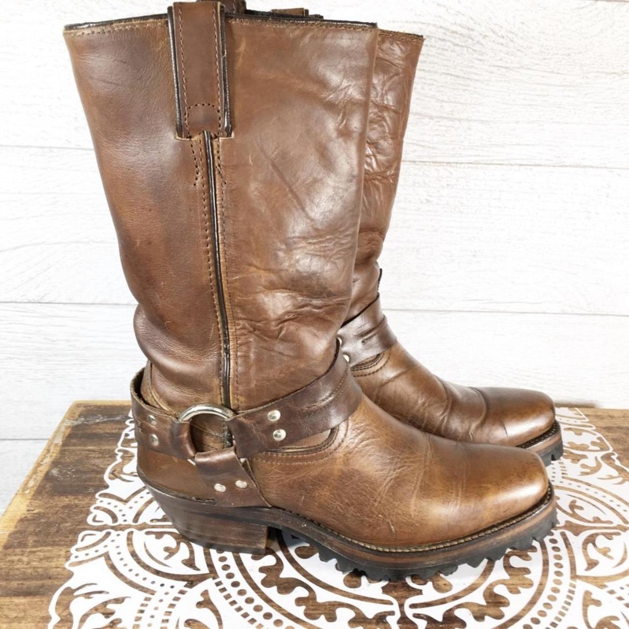 code west cowboy harness brown leather boots great... - Depop