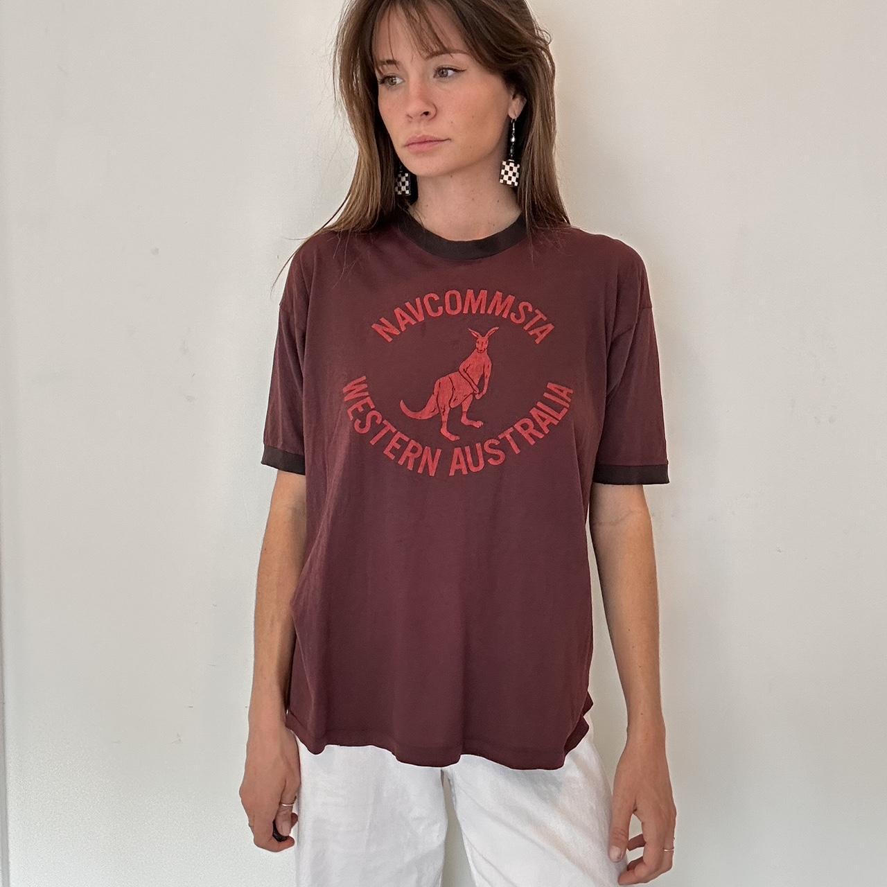70s Australia Destination Ringer Tee. Fits like M.... - Depop