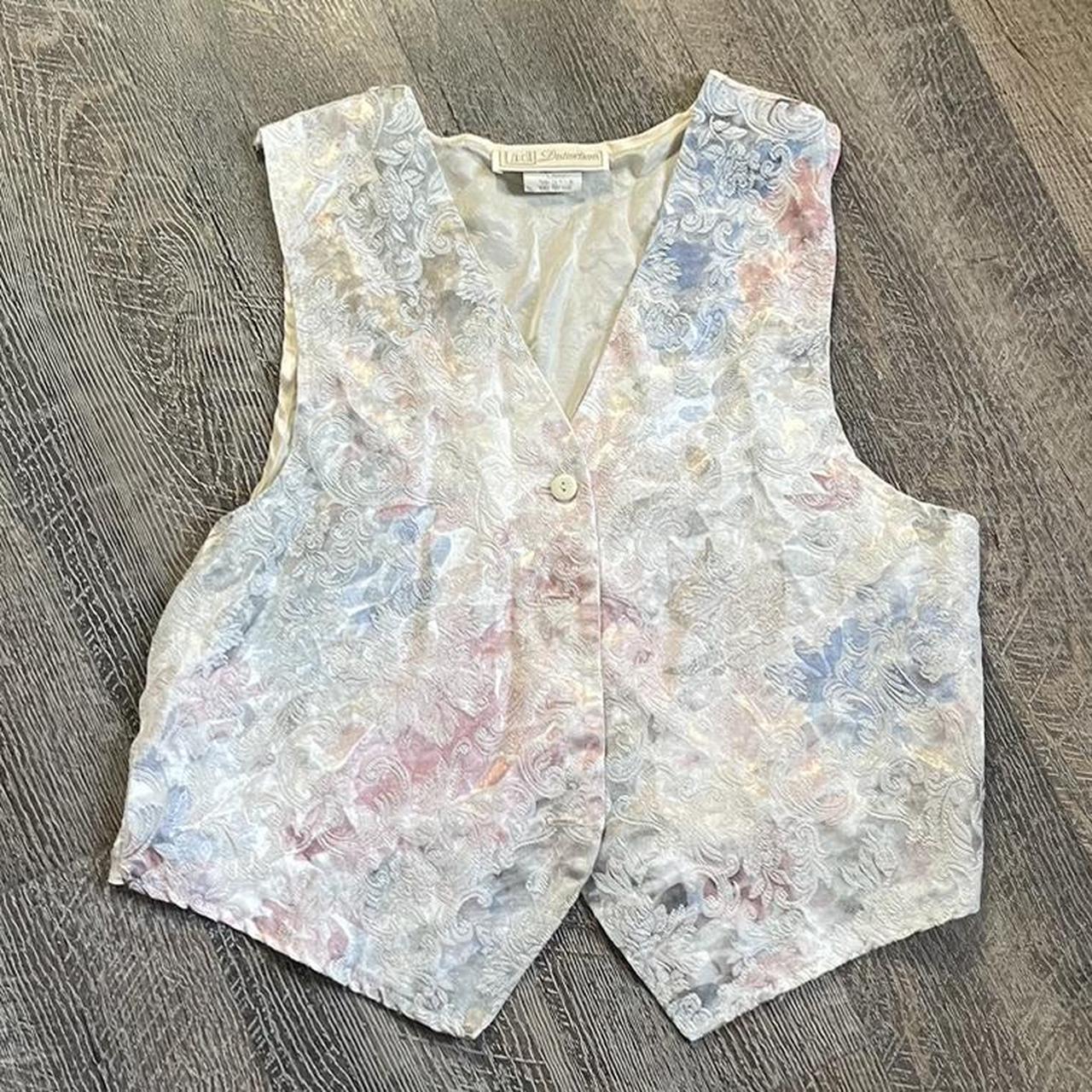 beautiful iridescent multicolored white vest size large - Depop
