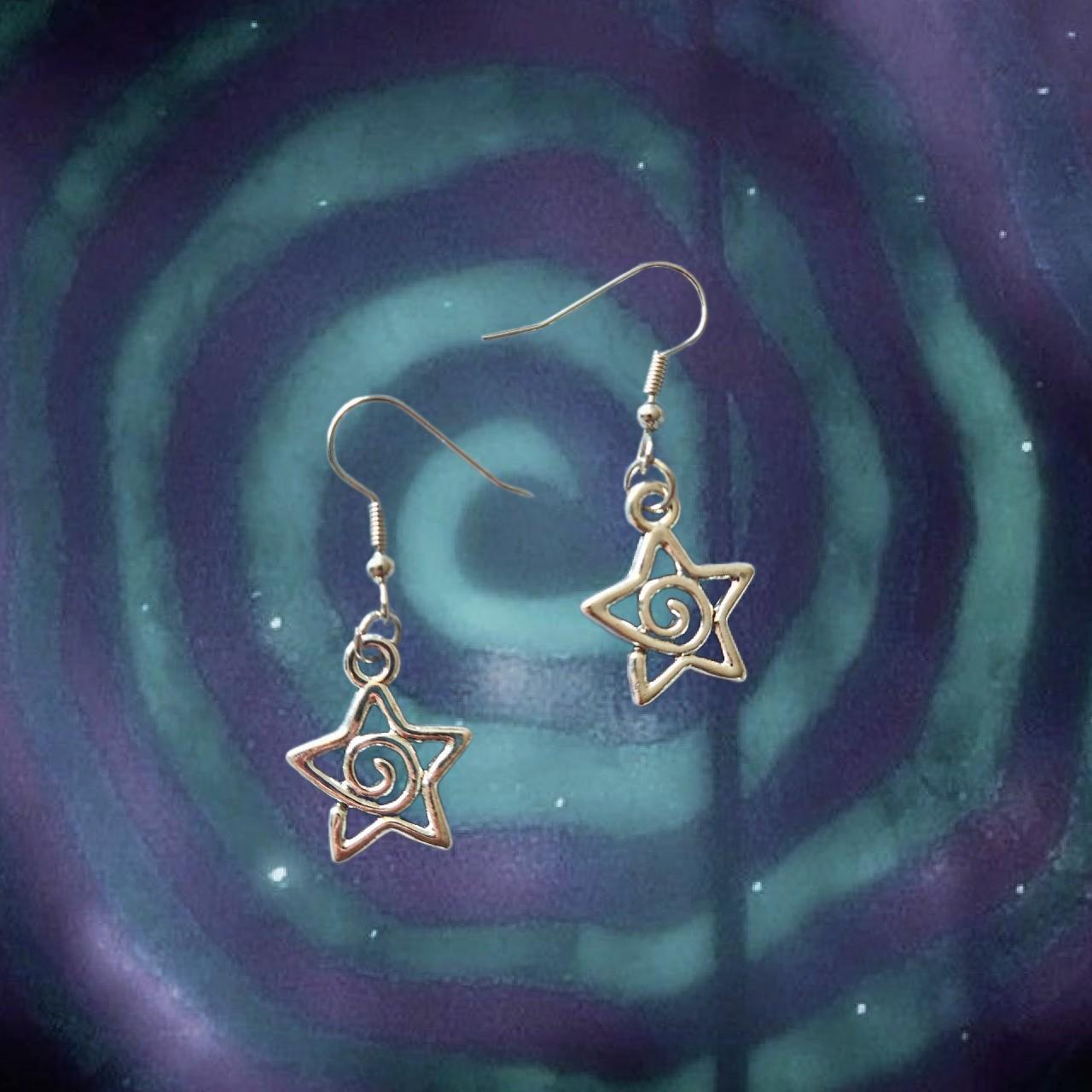 Super cute dinky 90s swirl star earrings on silver... - Depop