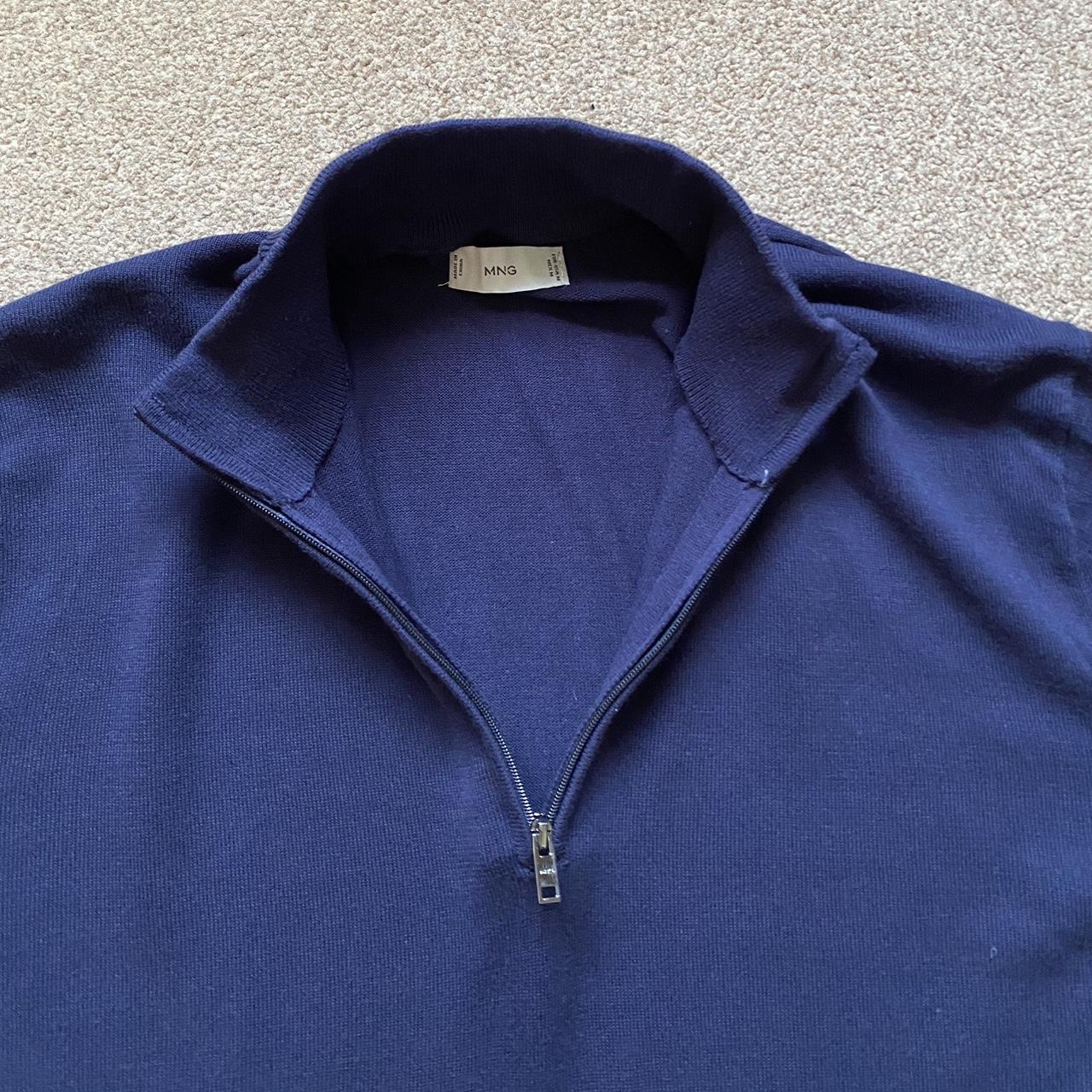Mango Navy Half-Zip Jumper Sweater RRP £40 Size... - Depop