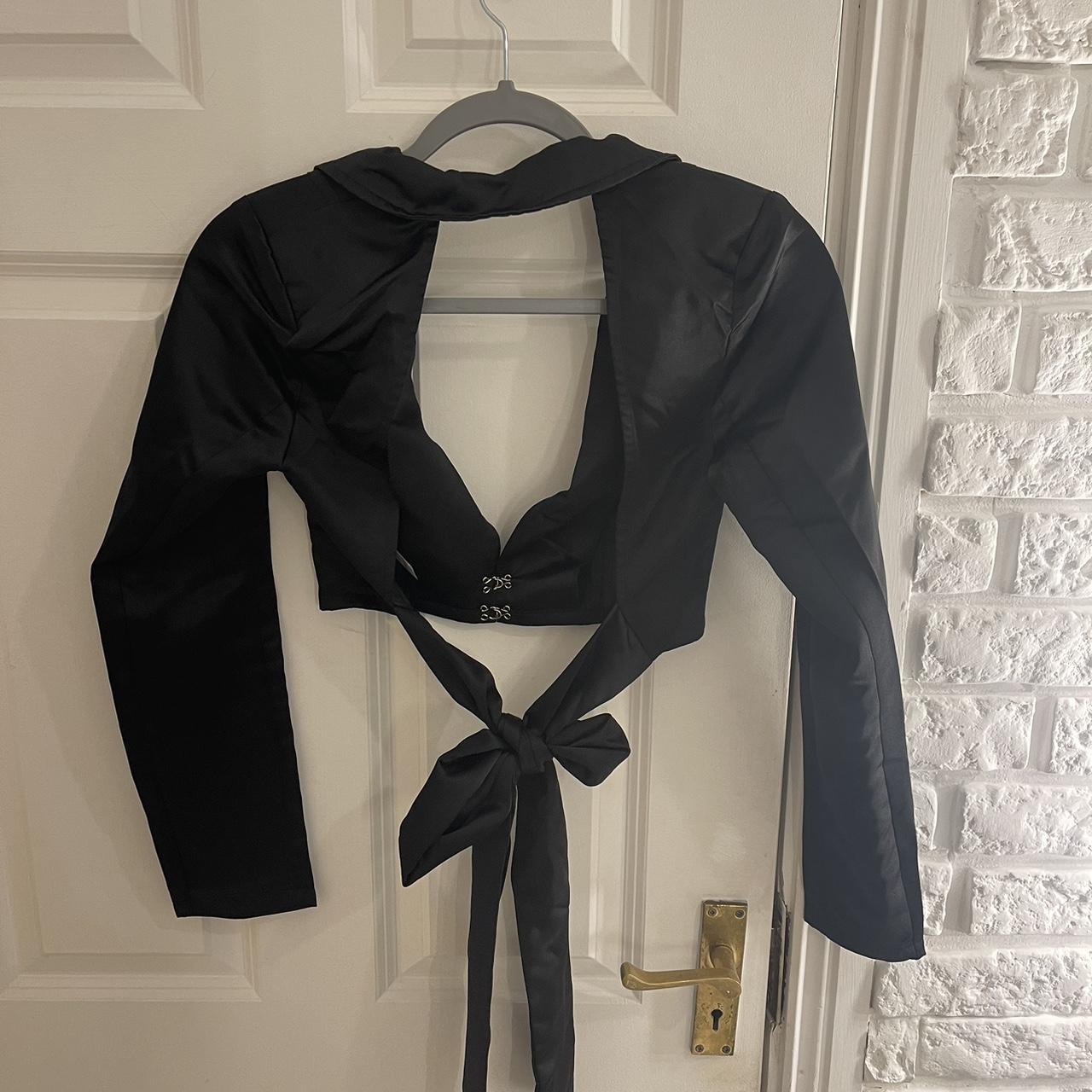 Long sleeve black open back crop top Has a clasp at... - Depop