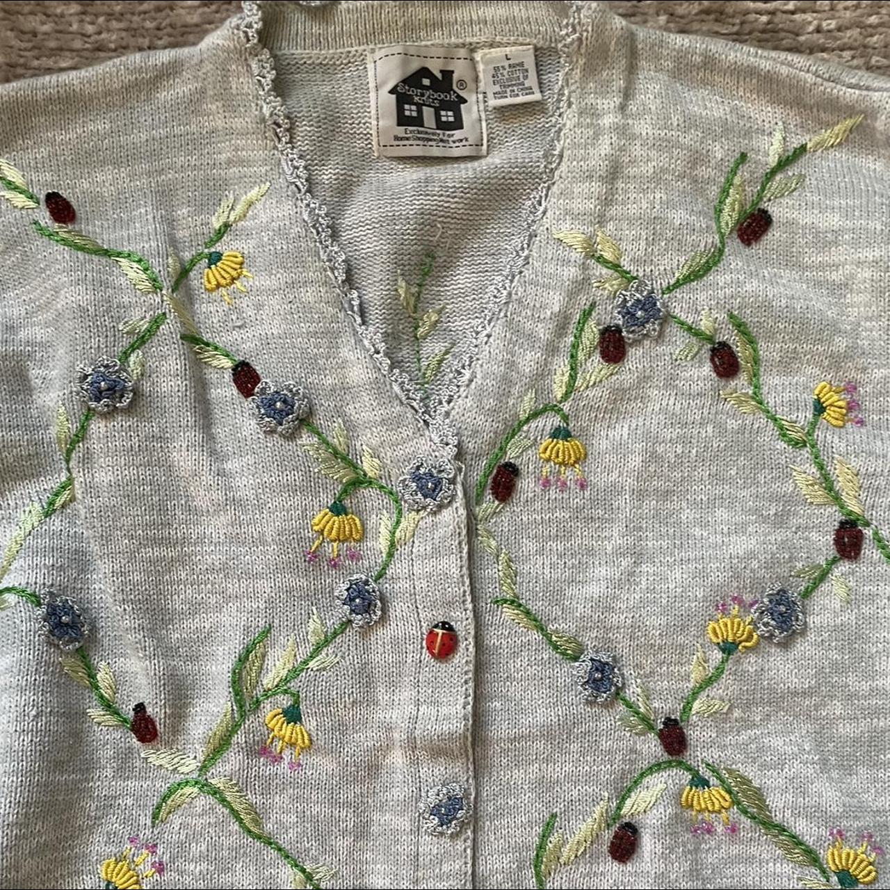 Storybook Knits ladybug and flowers cardigan.... - Depop
