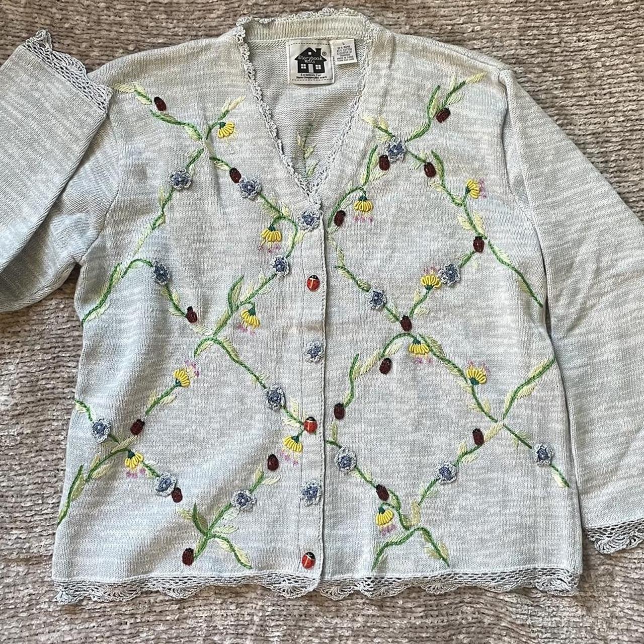 Storybook Knits ladybug and flowers cardigan.... - Depop