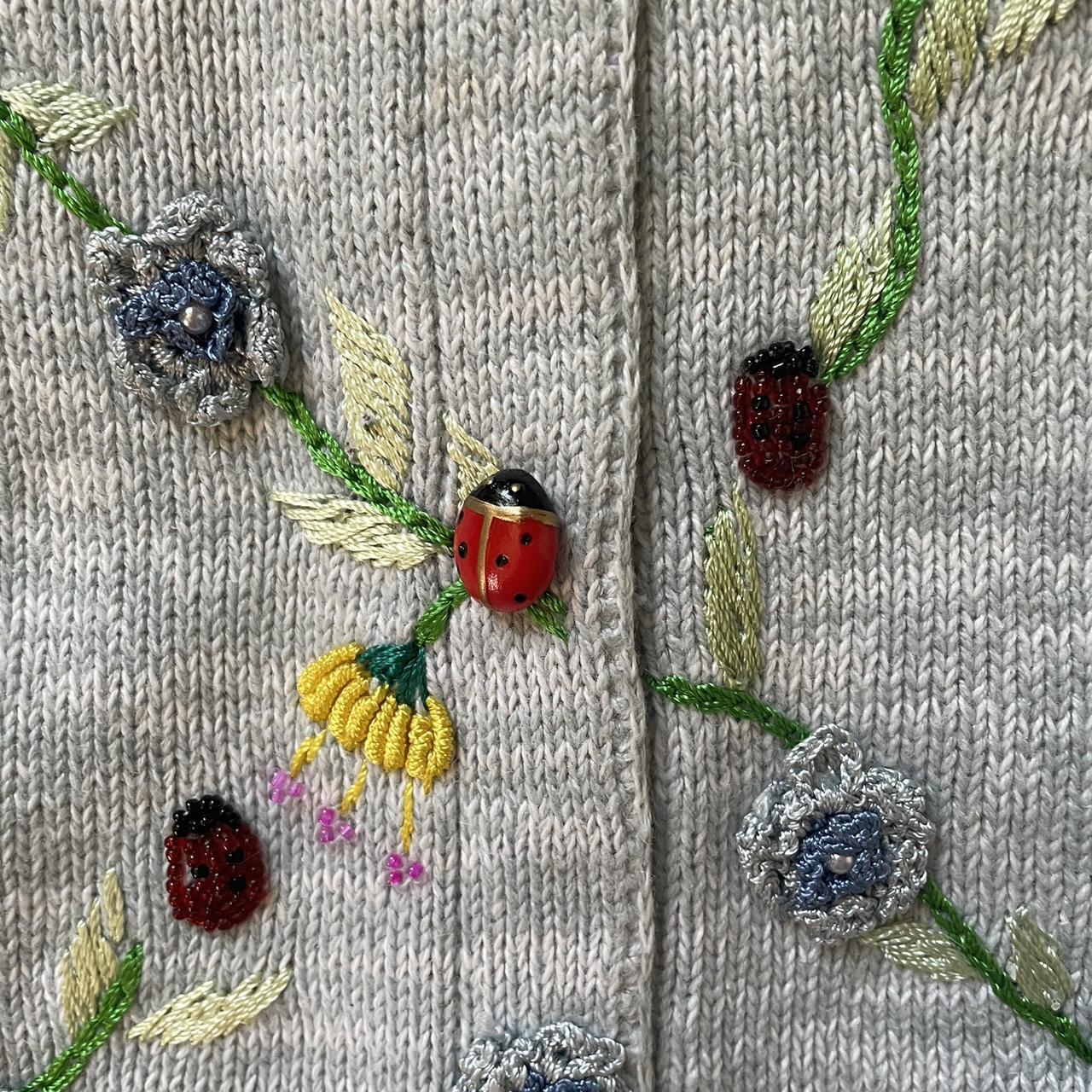 Storybook Knits ladybug and flowers cardigan.... - Depop