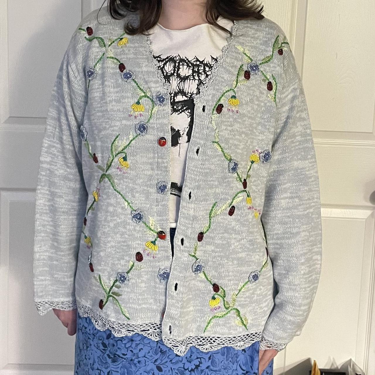 Storybook Knits ladybug and flowers cardigan.... - Depop