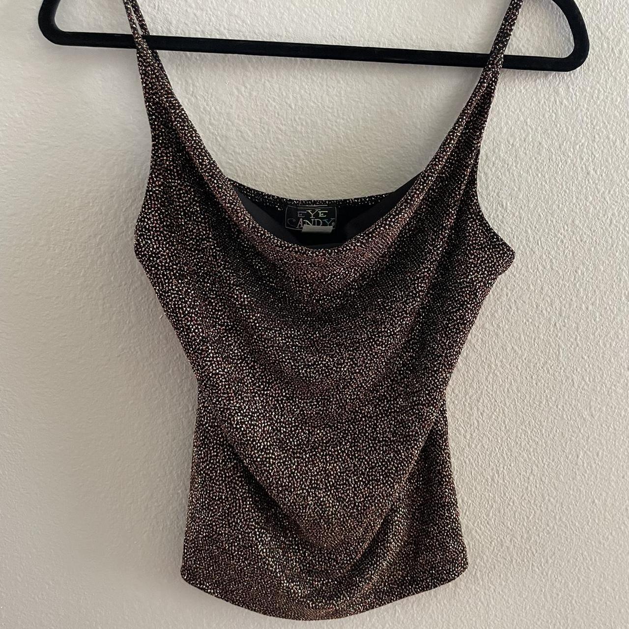 Vintage sparkly cowl neck top ♥️ 90s y2k sparkly gold... - Depop