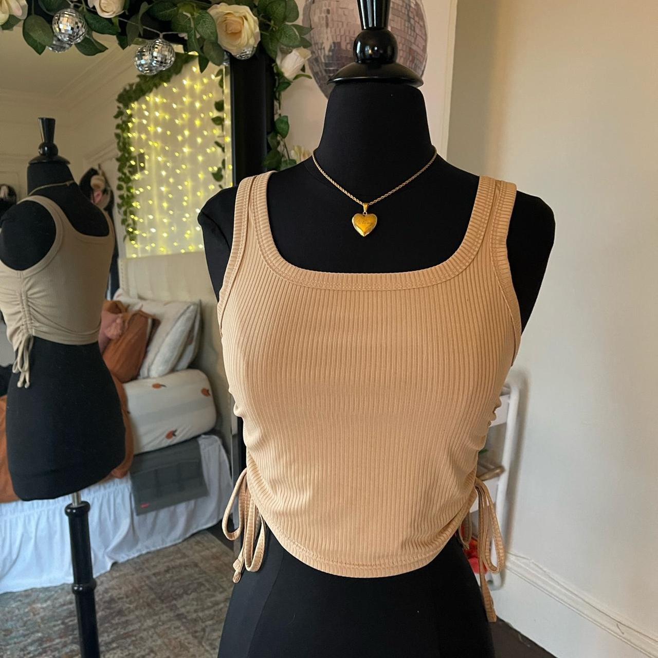 Shein ribbed peachy side tie tank top - Depop