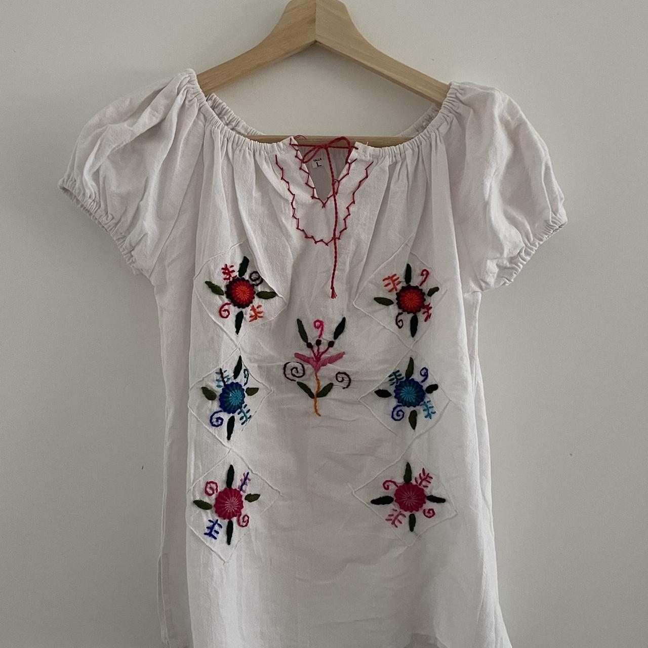 White embroidered blouse from Guatemala. Never worn... - Depop