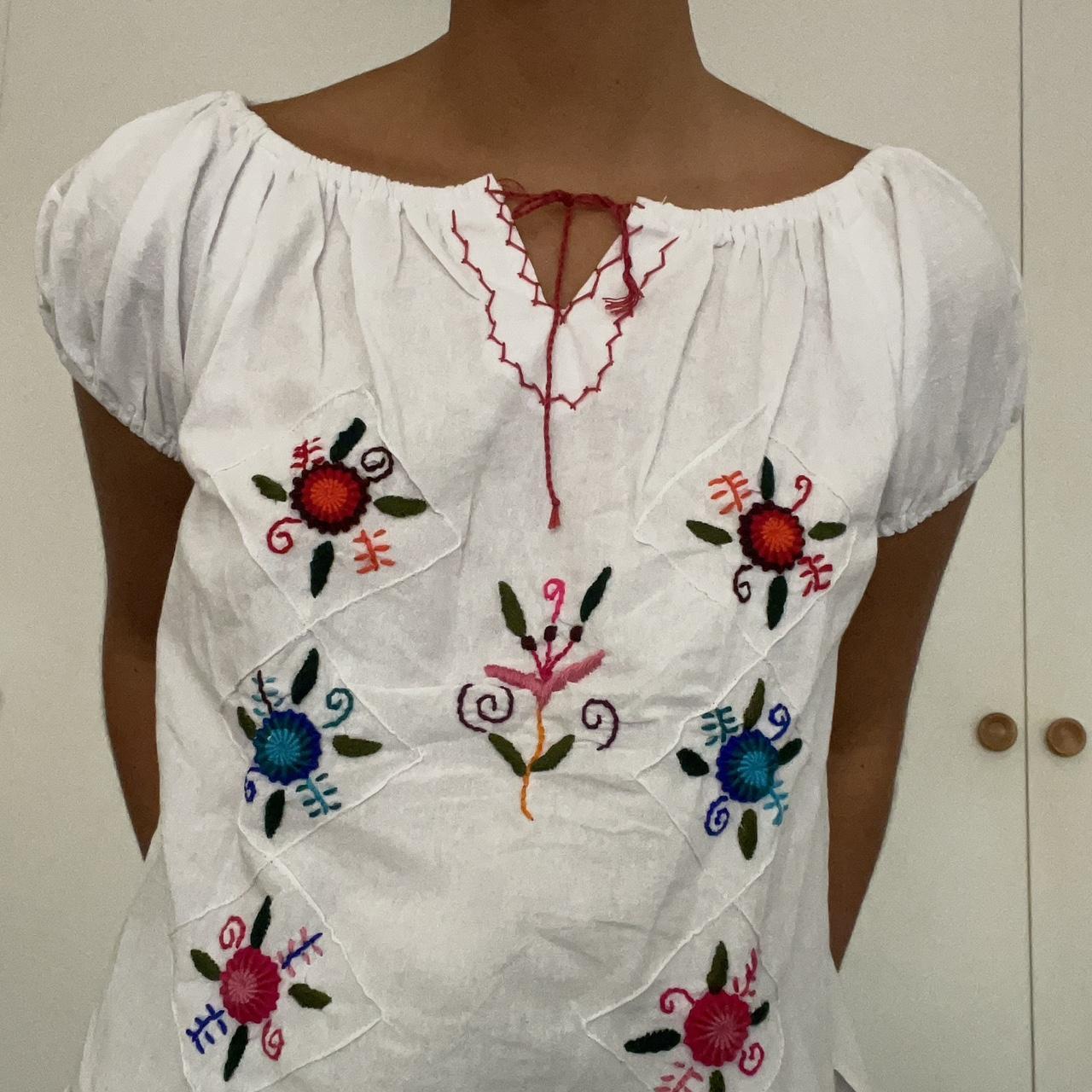 White embroidered blouse from Guatemala. Never worn... - Depop