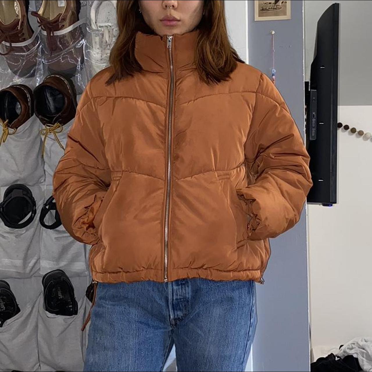 Burnt orange puffer 🍊 Size S, modeled on XS (can... - Depop