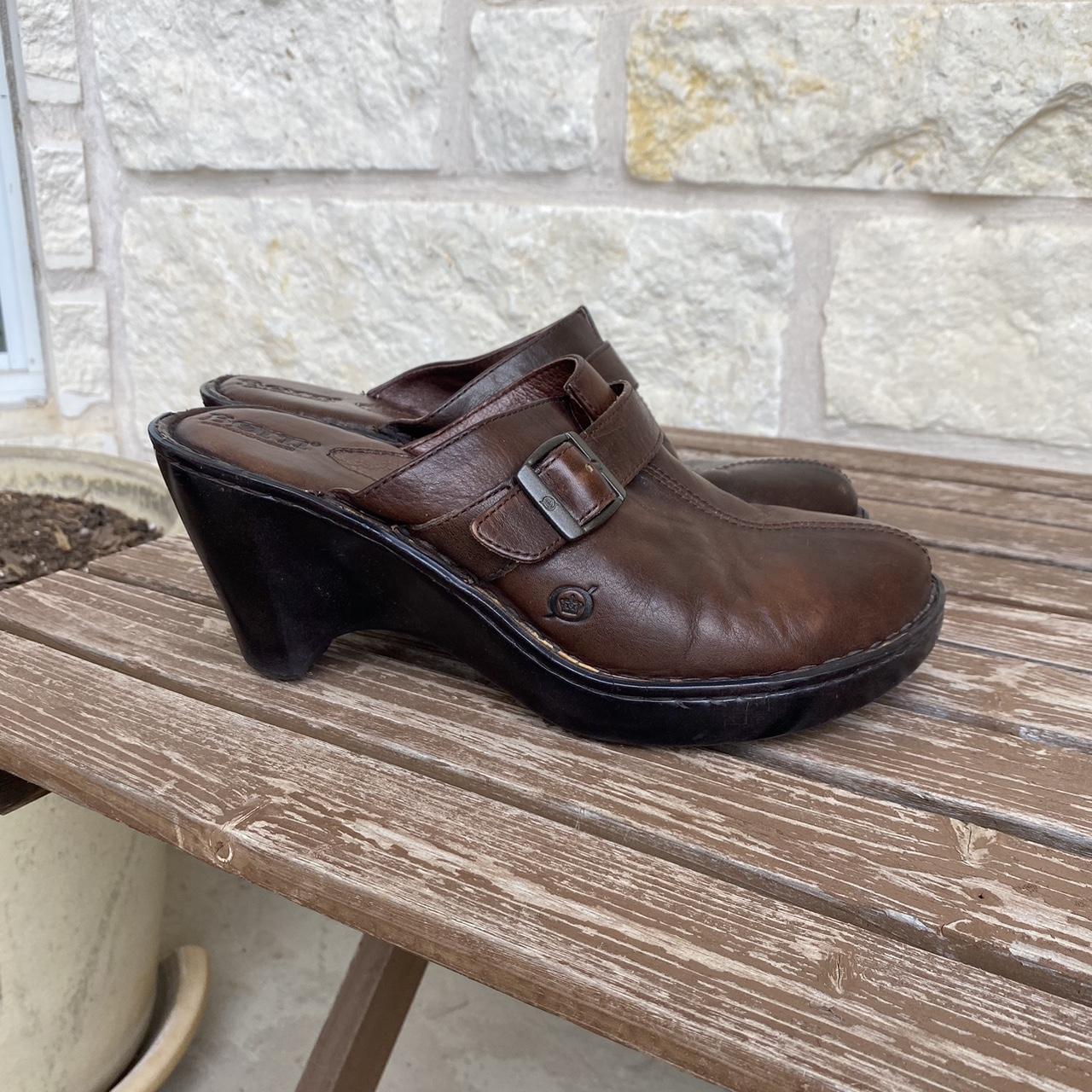 Vintage leather Born clogs with buckle detail! These... - Depop