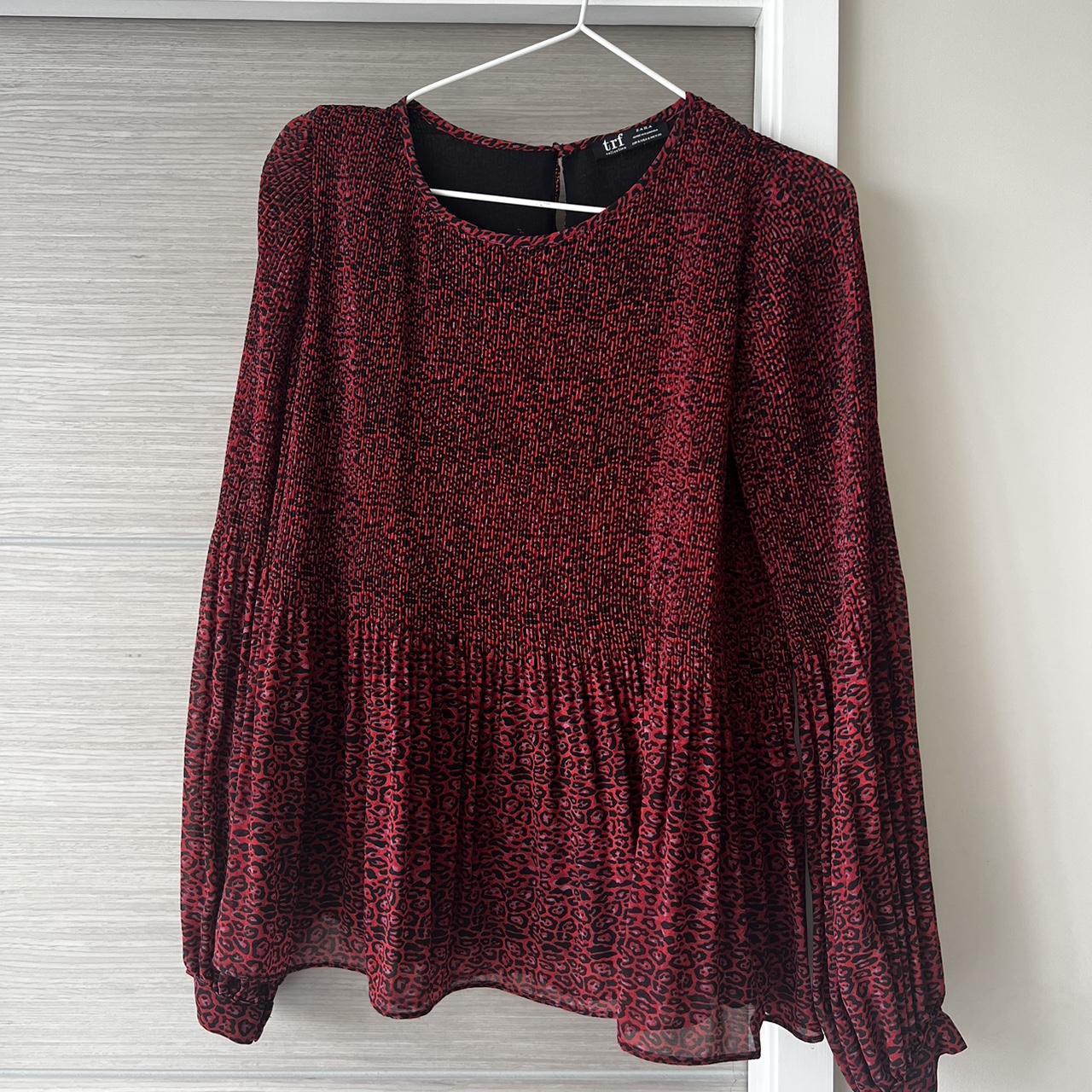 Zara leopard print floaty top with pleated lower... - Depop
