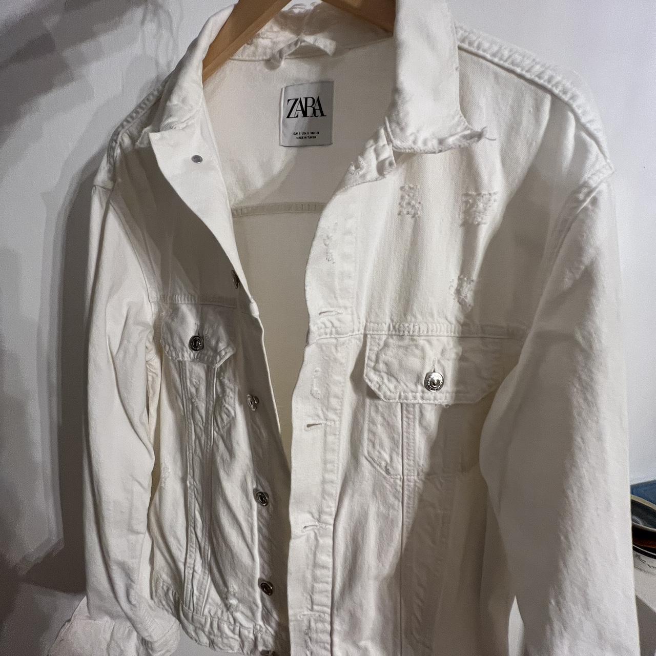 Zara Oversized white denim shacket size S Only worn... - Depop