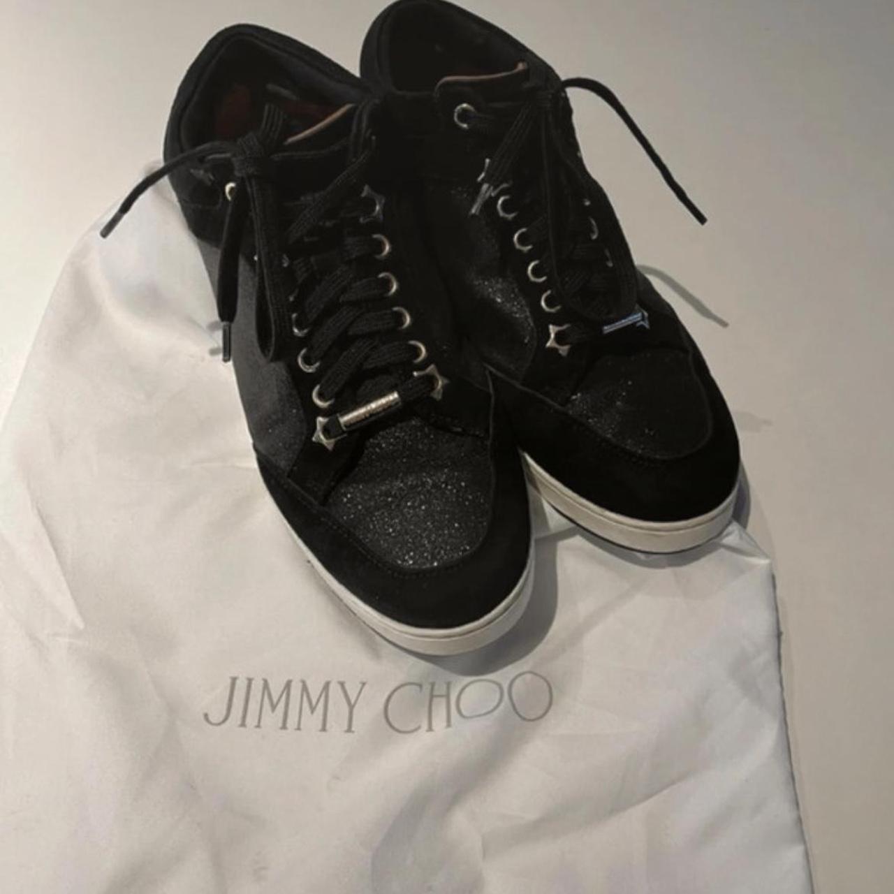 Black glittery Jimmy choo miami trainers. Bought off... - Depop