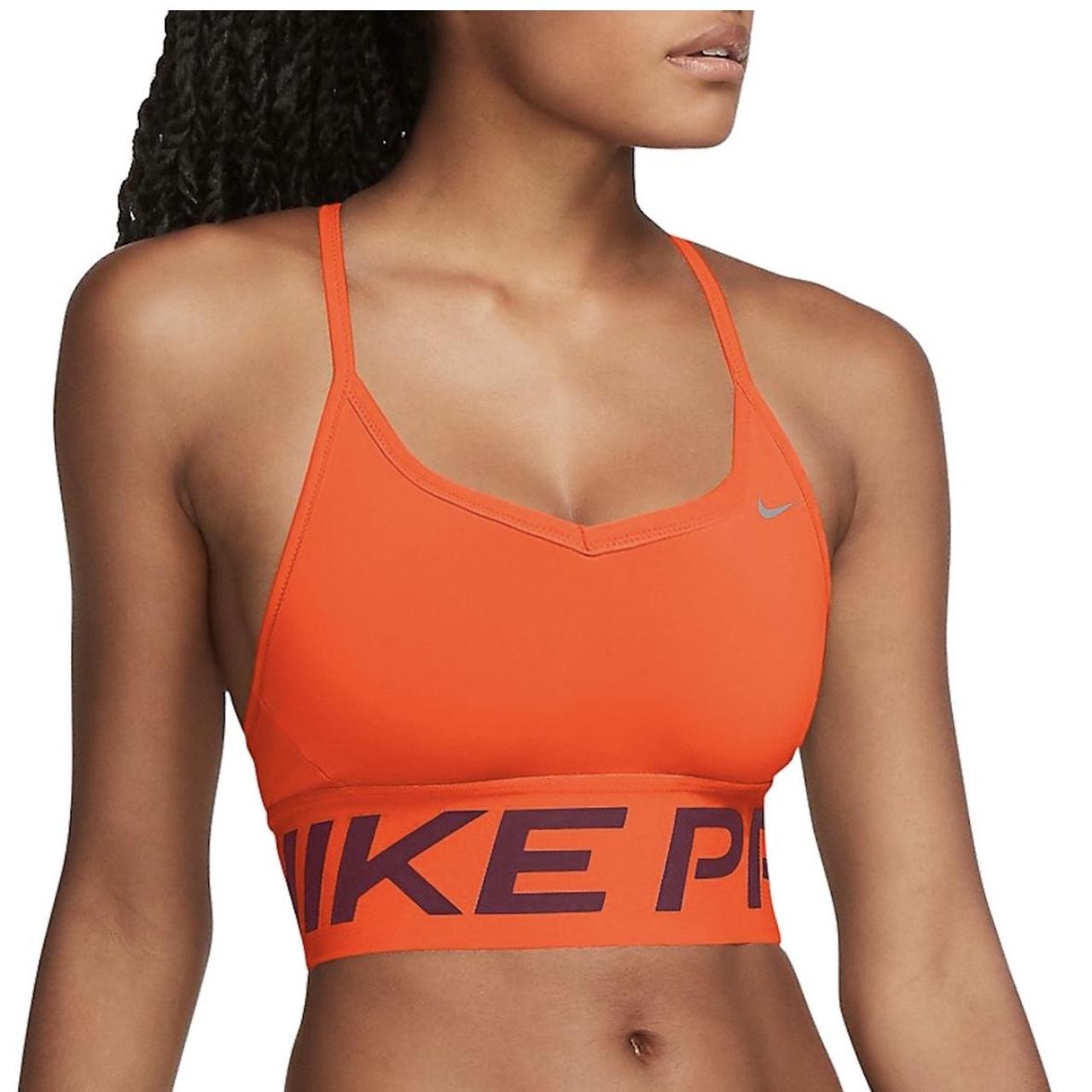 Nike Pro Orange Indy Bra and Leggings set Size M... - Depop