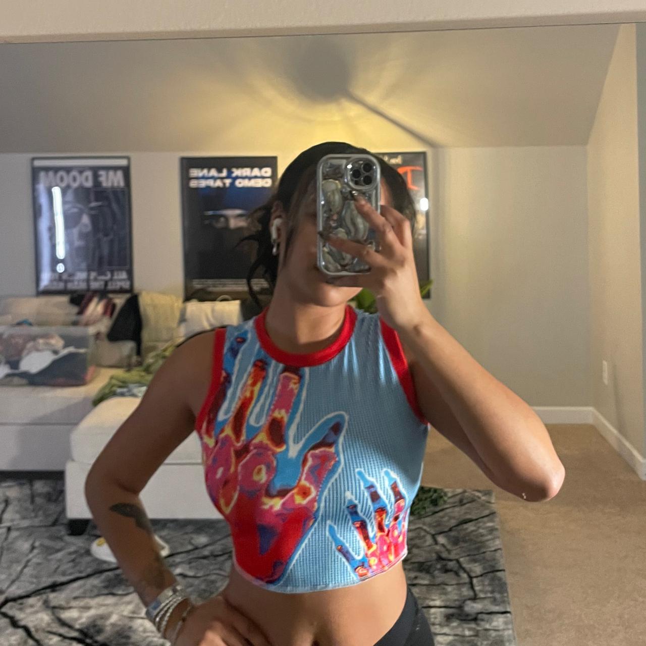 infared handprint cropped tank top - Depop