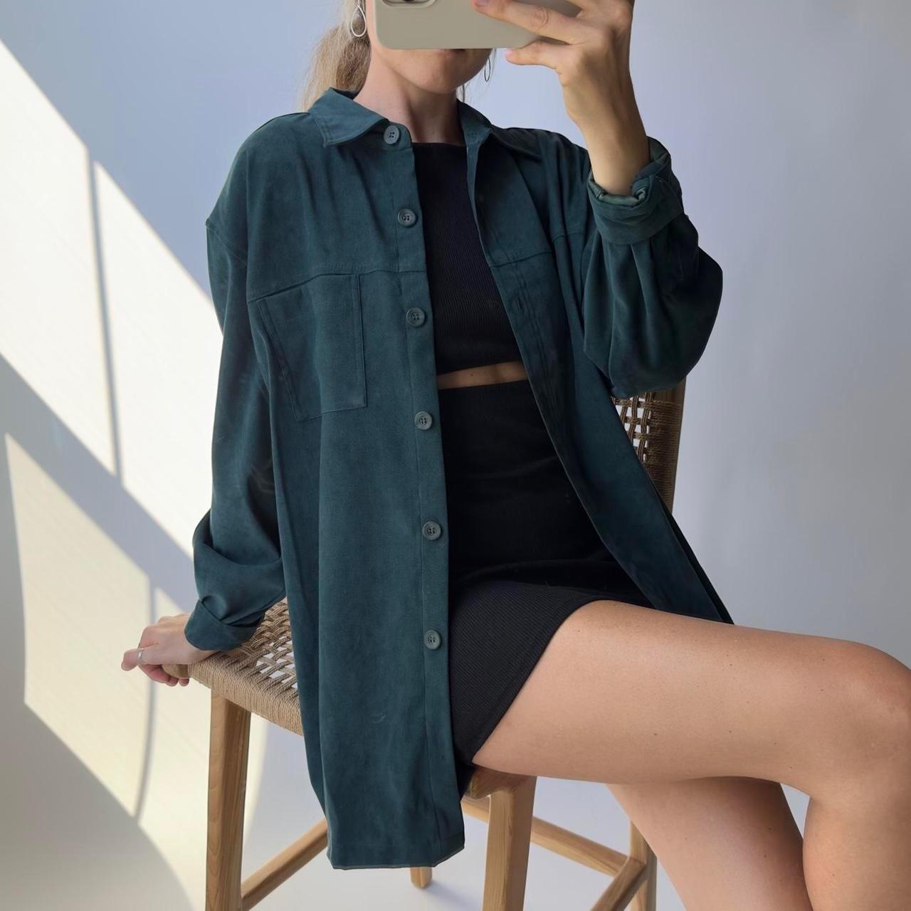 Evergreen Faux Suede Vintage Shacket Size XL but... - Depop