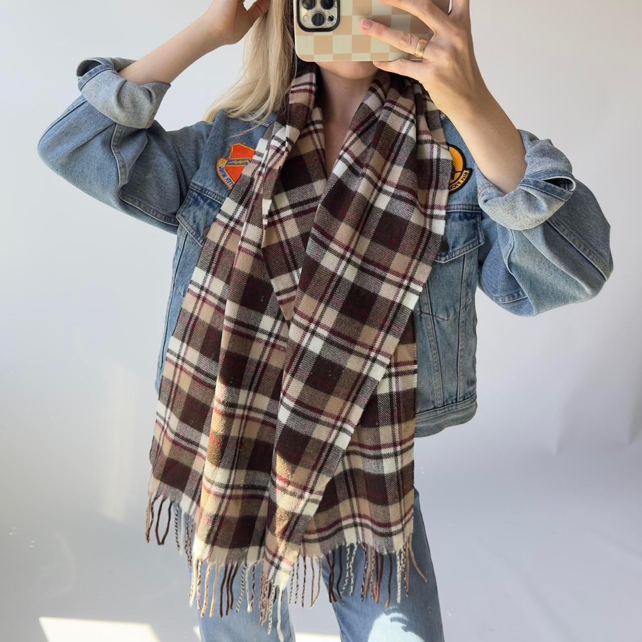 Brown plaid scarf - Depop