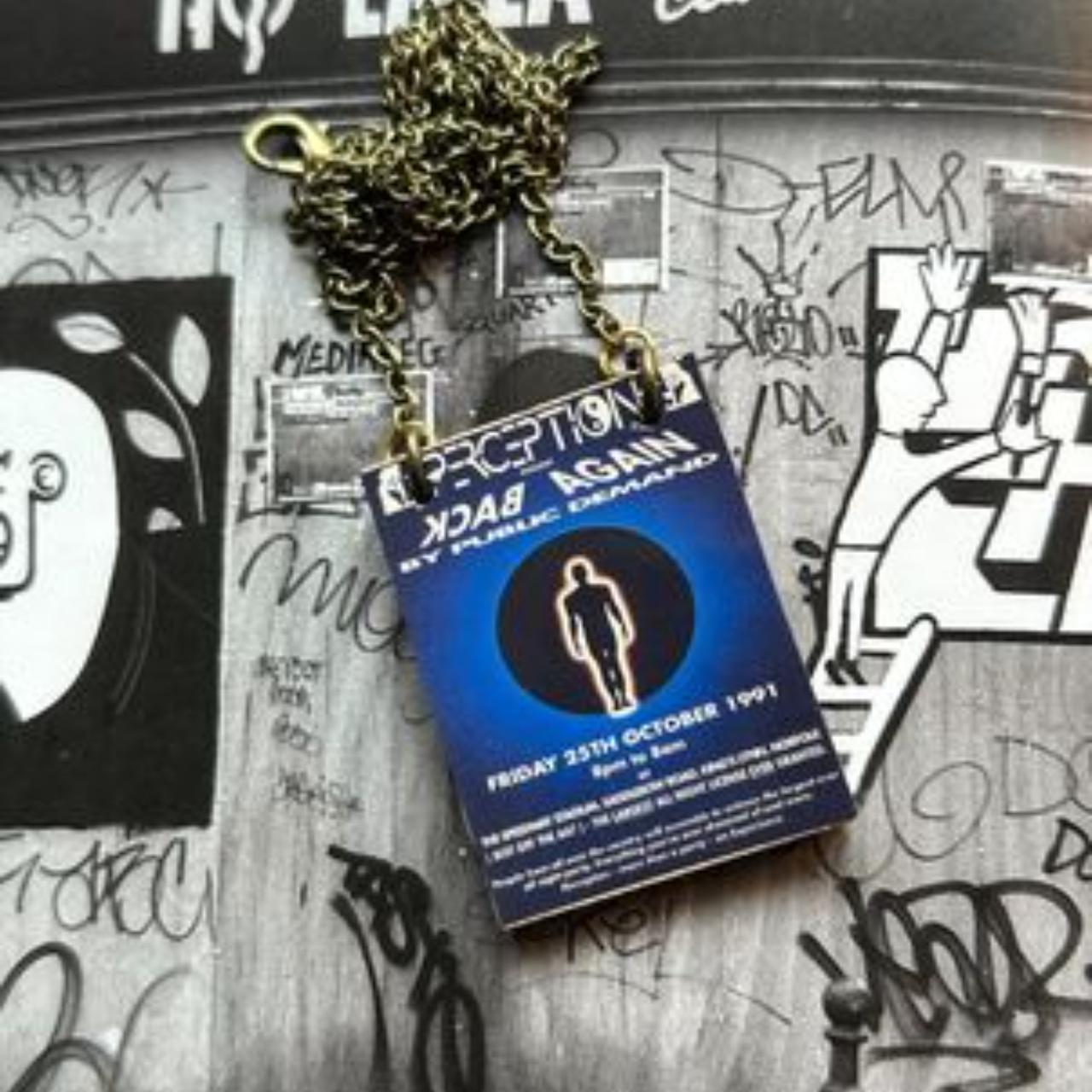 PERCEPTION RAVE FLYER NECKLACE Pendant measure 25mm... - Depop
