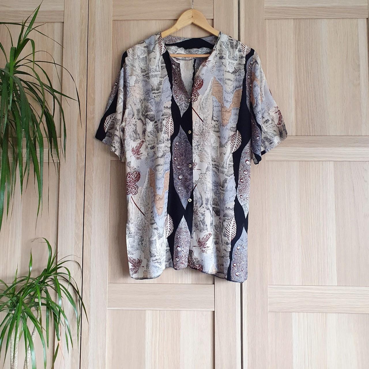 Vintage 80s crazy print floaty blouse Condition:... - Depop