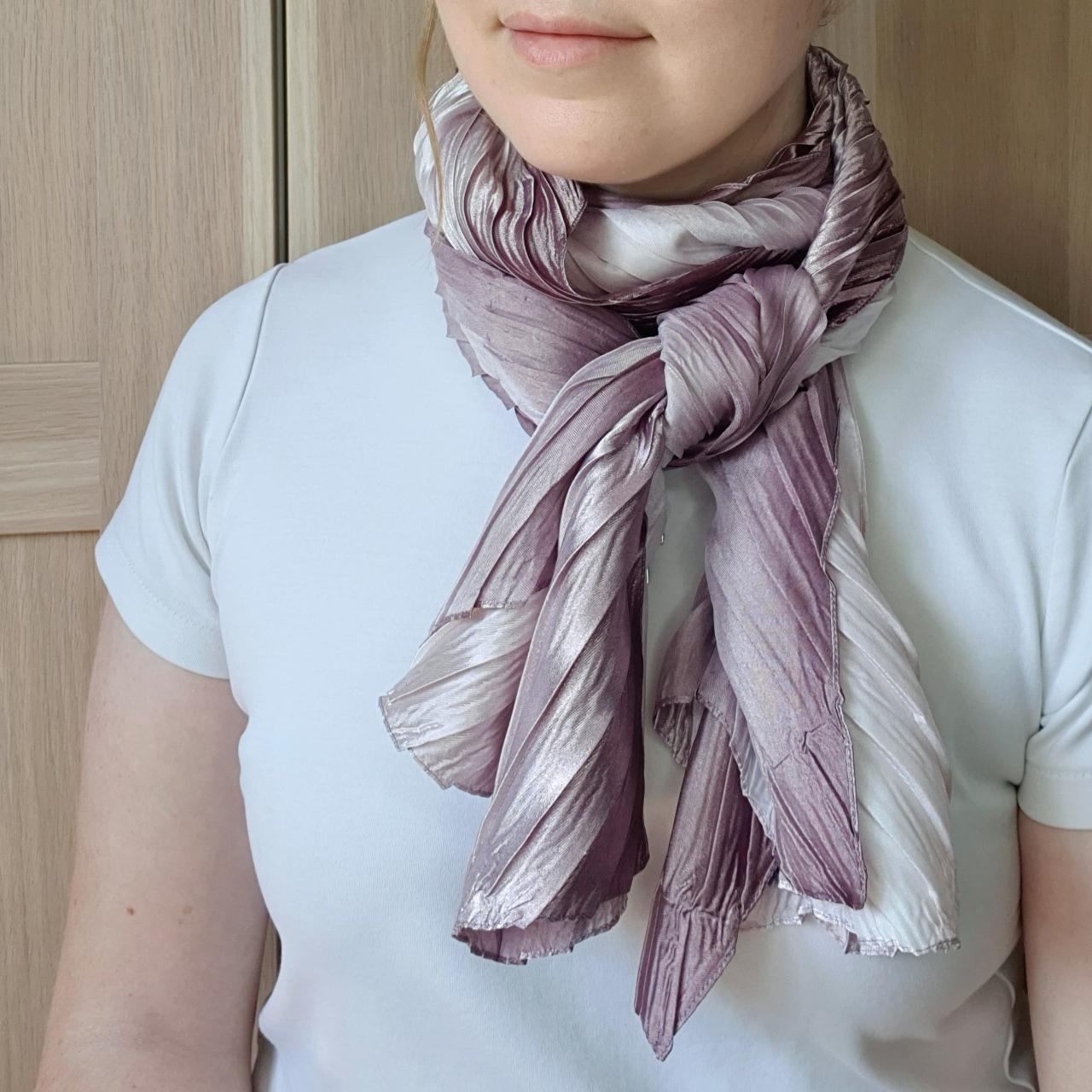 Vintage pleated ombre sheer neck scarf Condition:... - Depop