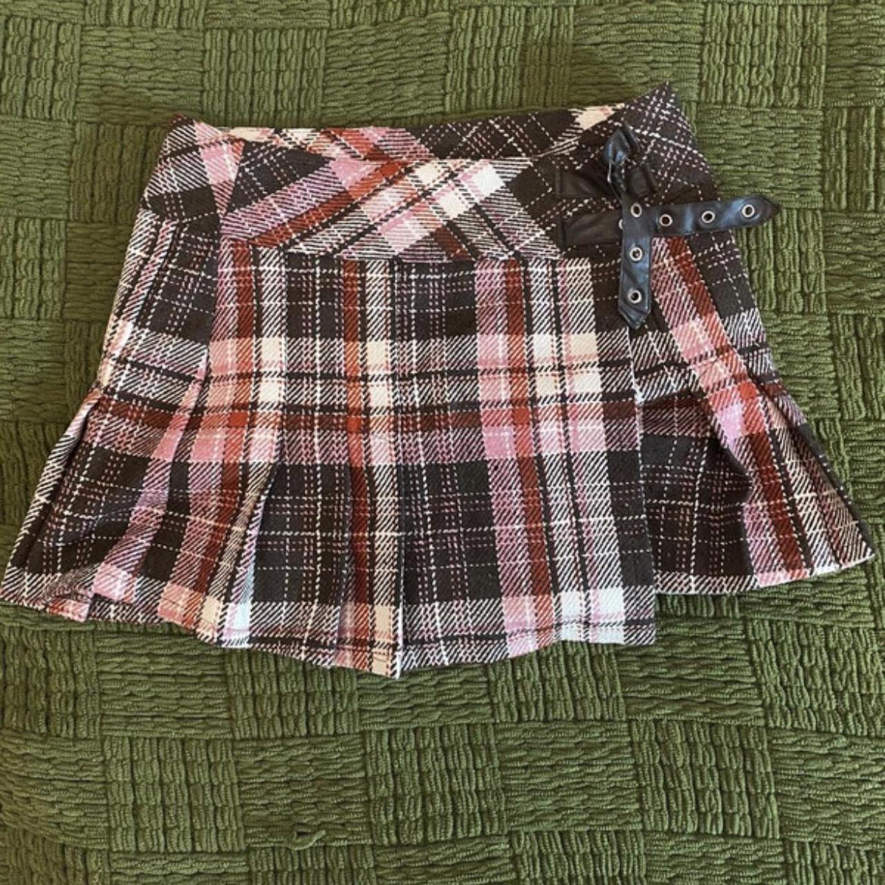 Clockhouse mini plaid skirt wraps around and buckles... - Depop
