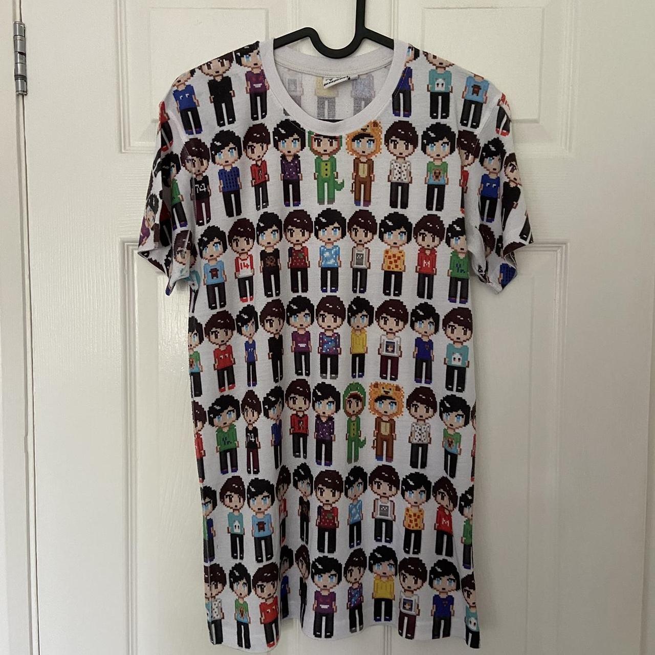 small unisex dan and phil shop pixel people t shirt... - Depop