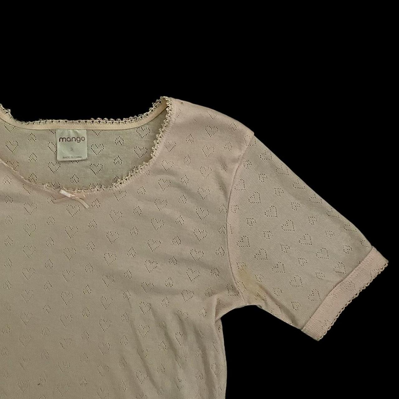 Mango baby pink heart tee Size kids 14 (would fit... - Depop