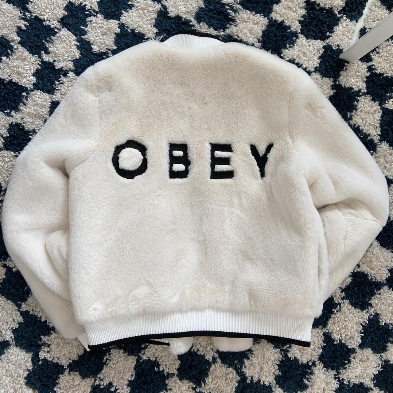 Obey women’s bomber faux fur jacket Size: S Repop*... - Depop