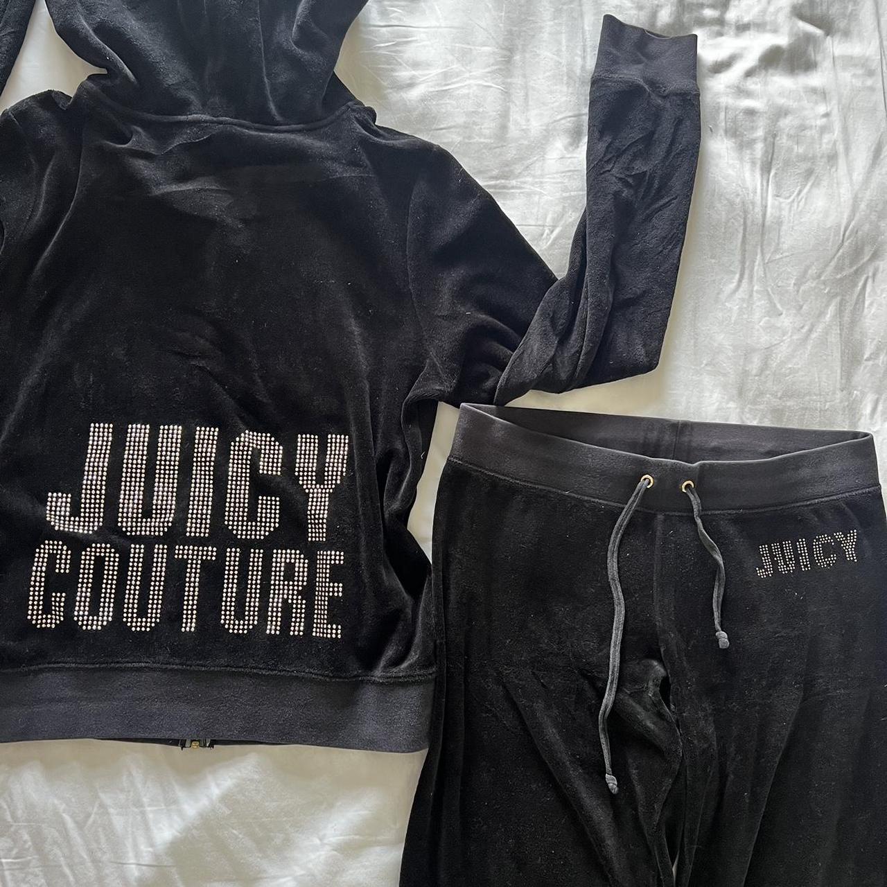 Black velour juicy tracksuit with gold hardware and... - Depop
