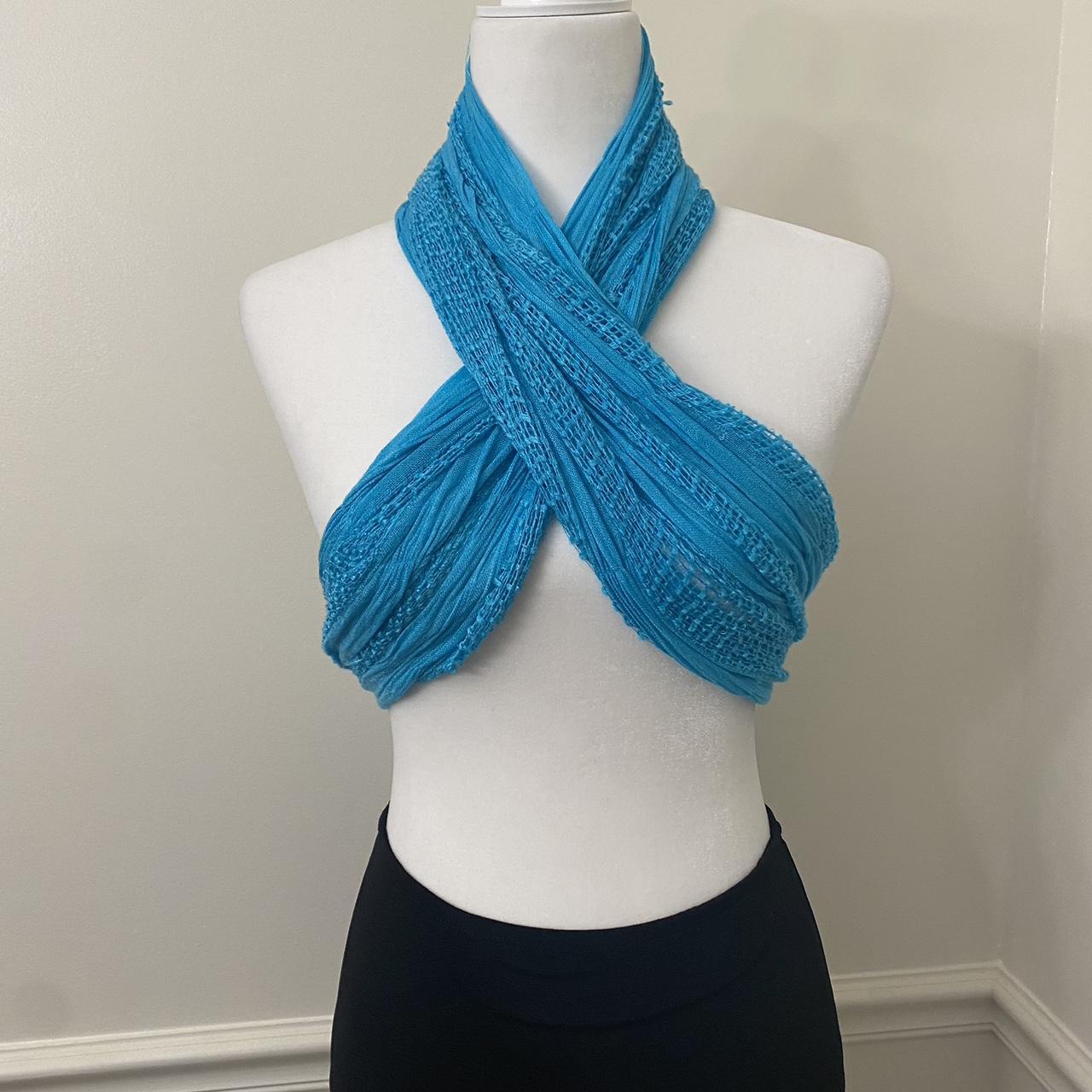 American Vintage Women's Blue Scarf-wraps | Depop
