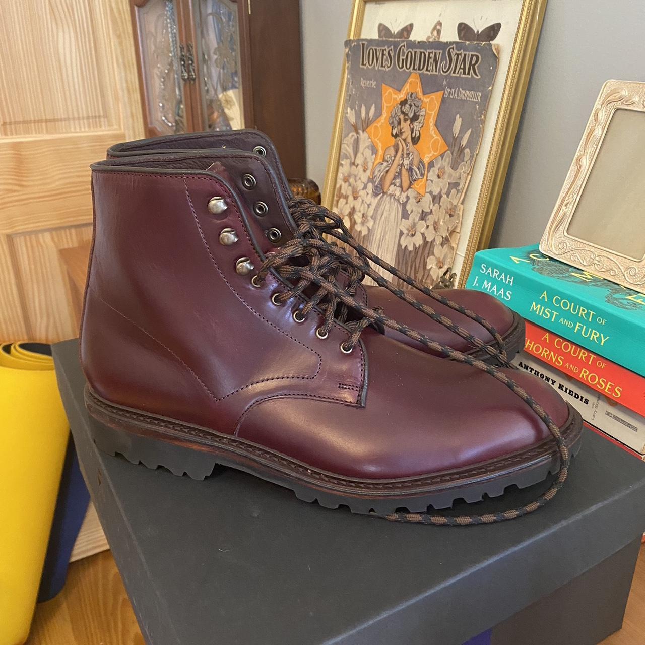 Allen Edmonds burgundy motorcycle boots brand new... - Depop