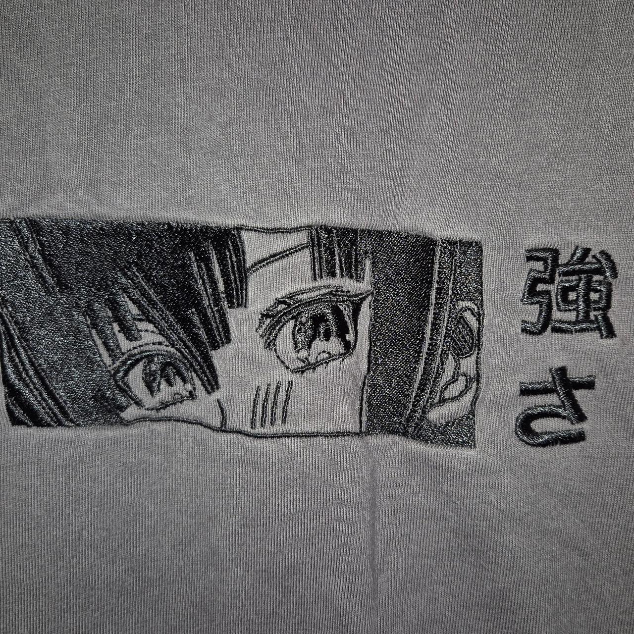 Absent brand Grey over sized box fit embroidered... - Depop