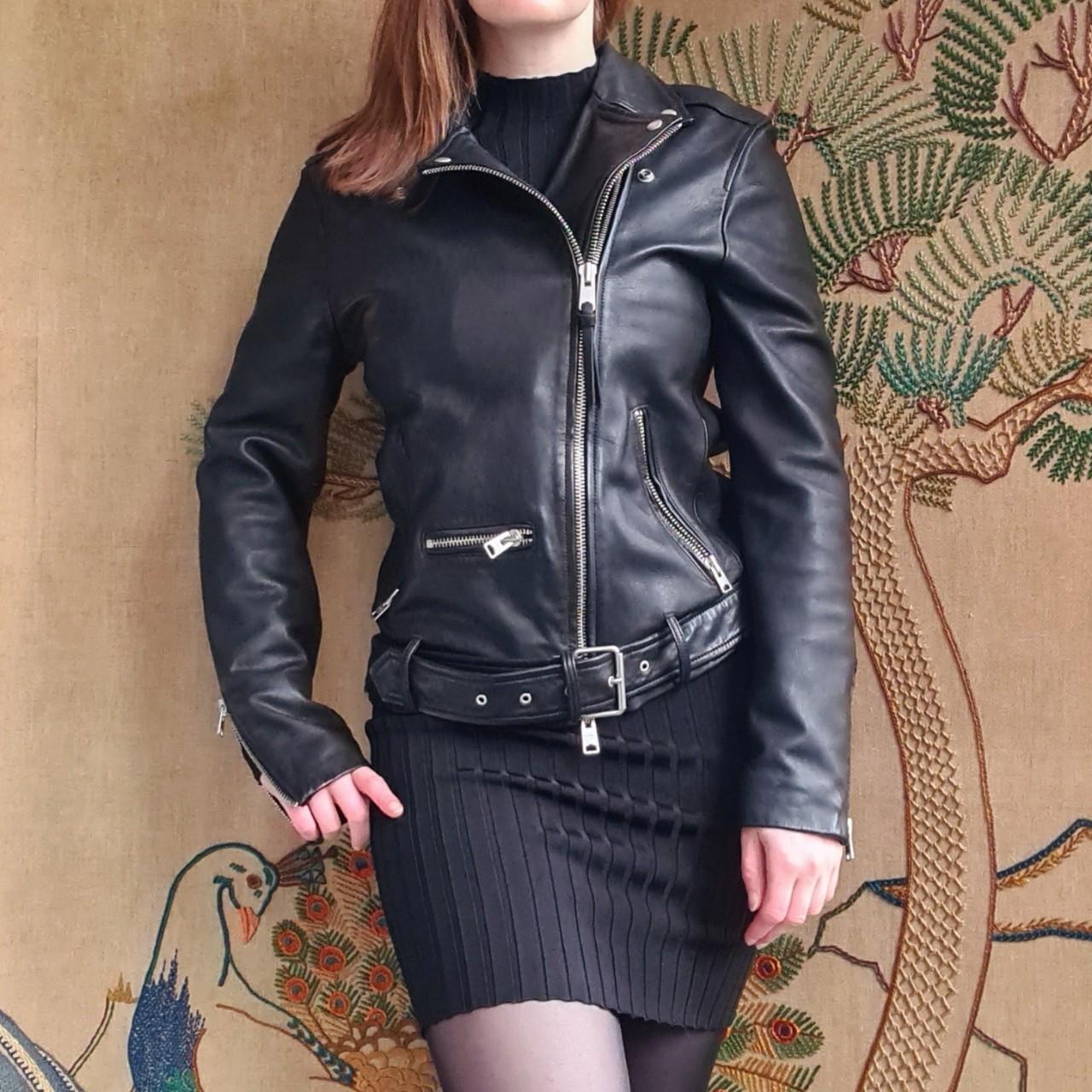 Genuine AllSaints leather biker jacker, size small... | Depop