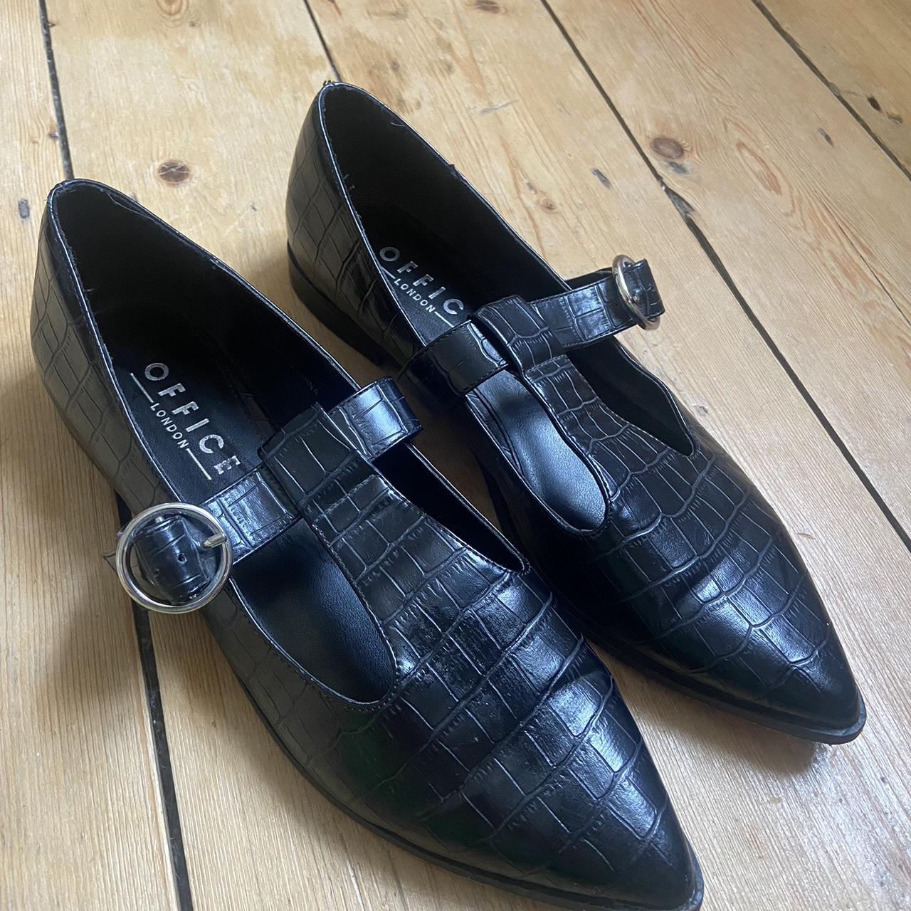 Office Leather Crocodile pointed toe brogues Worn... - Depop