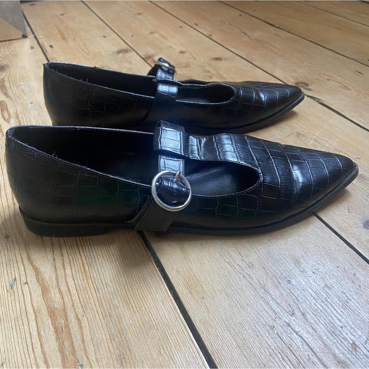 Office Leather Crocodile pointed toe brogues Worn... - Depop