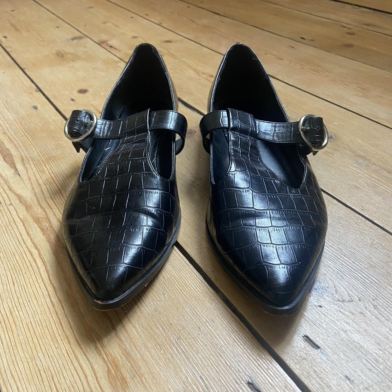 Office Leather Crocodile pointed toe brogues Worn... - Depop