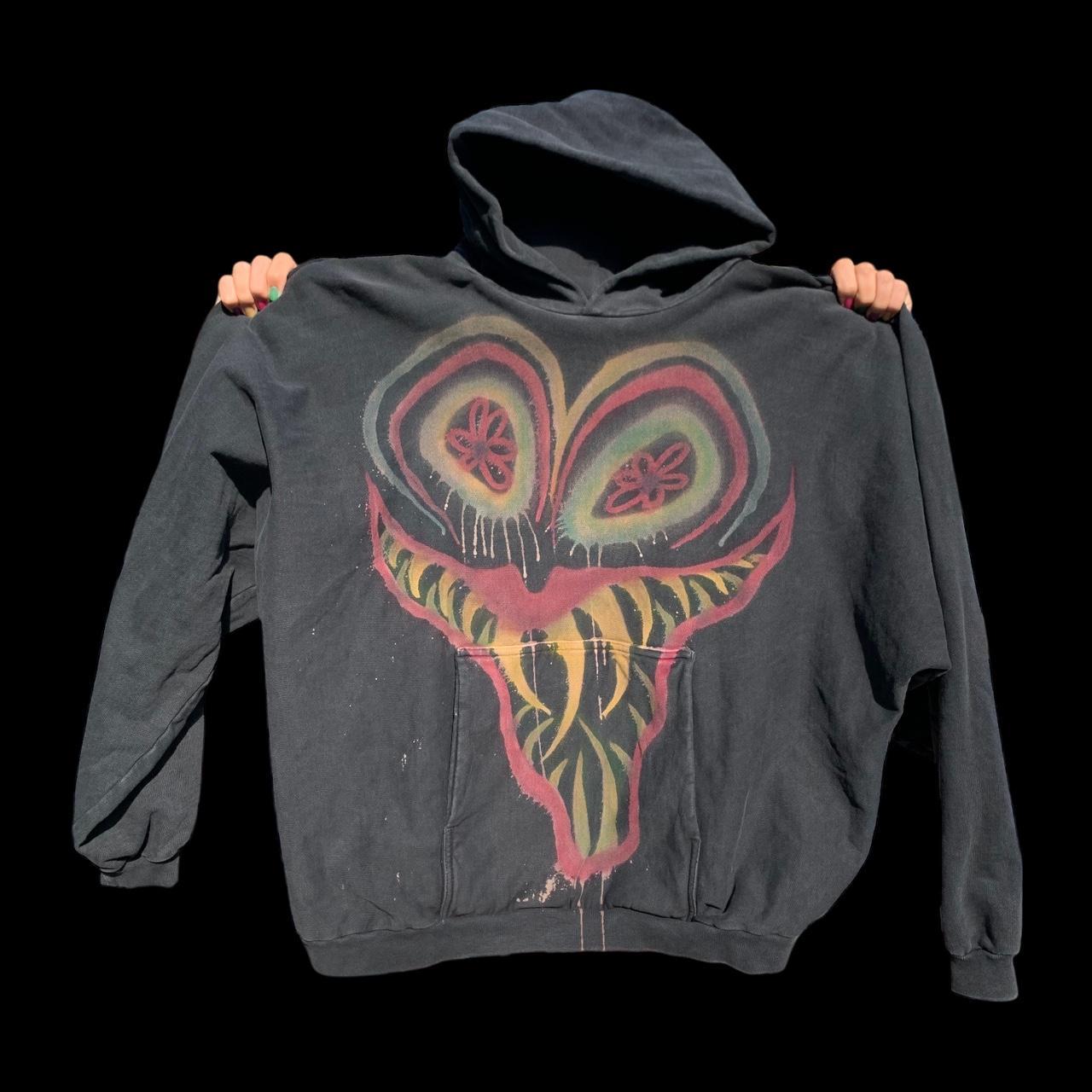 Hand-painted Airbrush Alien Face Dark Gray/Black... | Depop