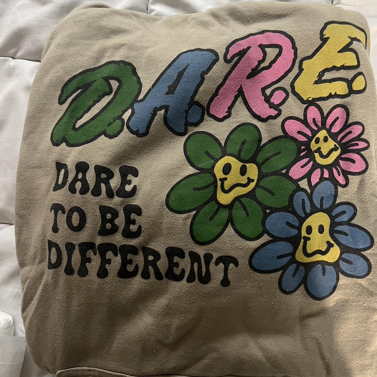 D.A.R.E. Hoodie size large tan colored hoodie,... - Depop