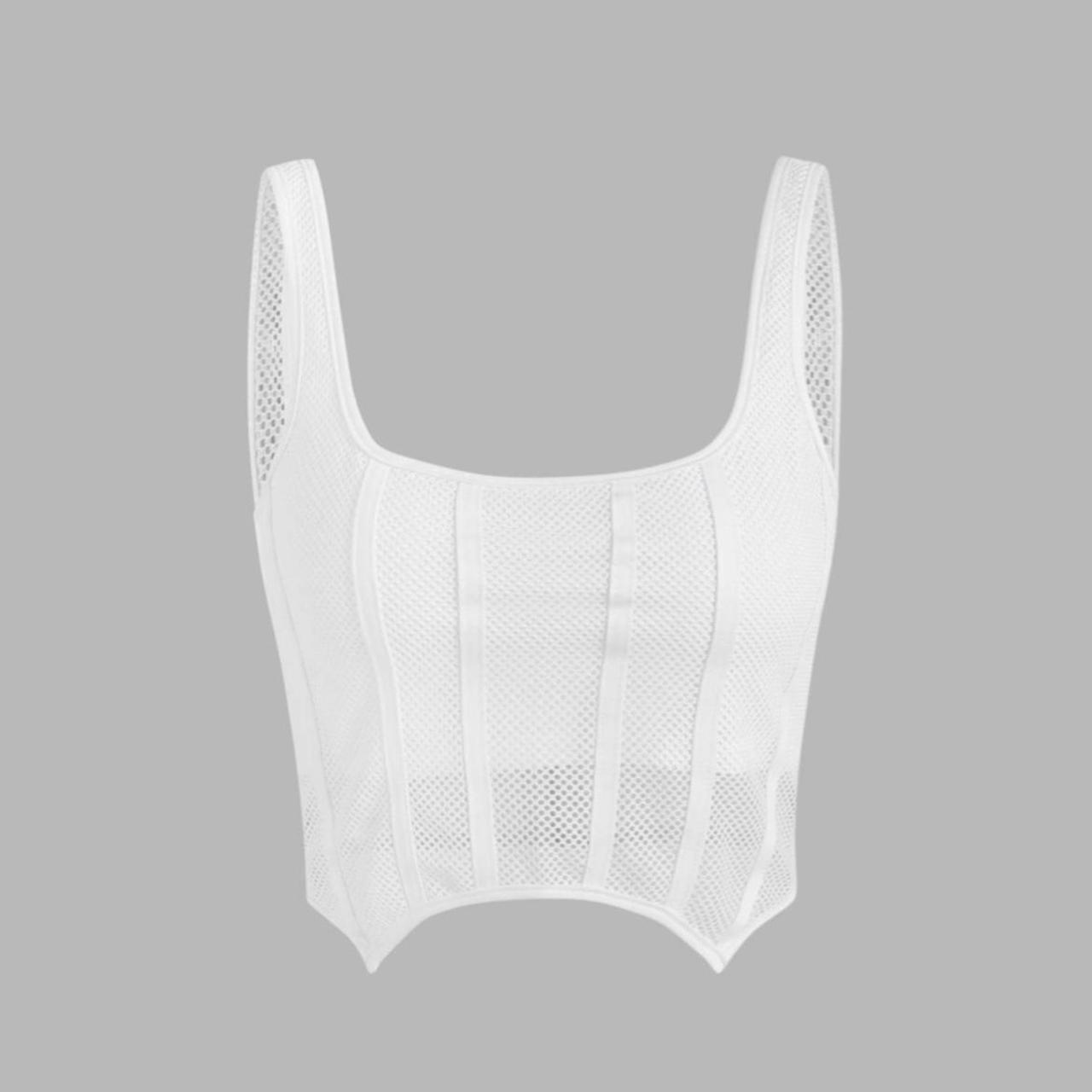 cider see through zip up corset top white — size xs,... - Depop
