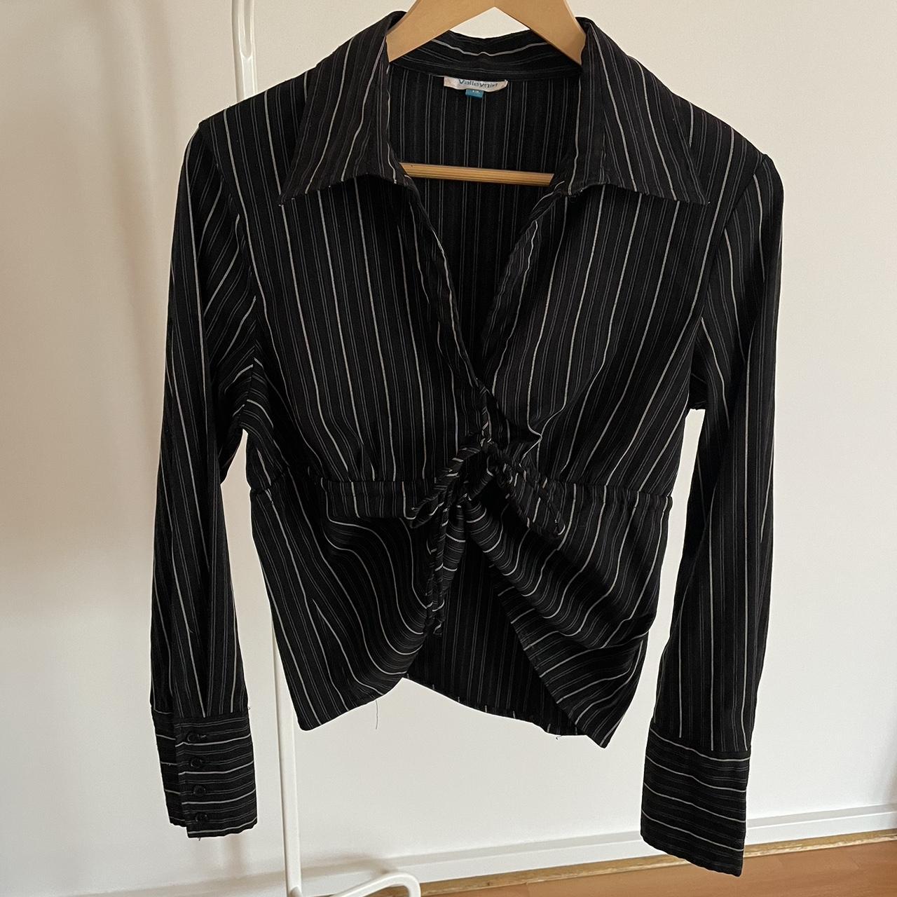 Super cute office siren pinstripe collared shirt... - Depop