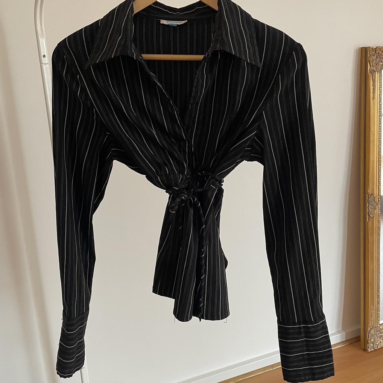 Super cute office siren pinstripe collared shirt... - Depop