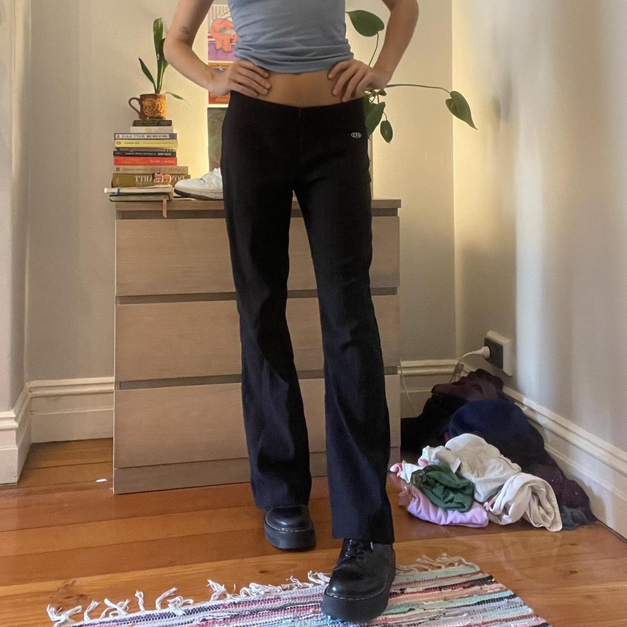 Face off pants size 8 to 10 Red pinstripe, mid to... - Depop