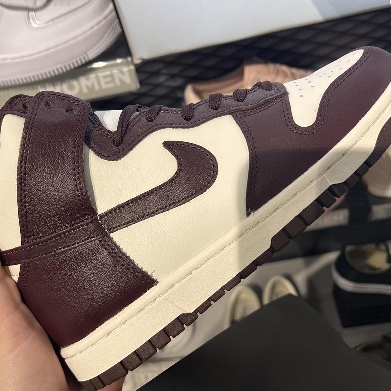 Maroon and white Nike Air Dunks RRP:£110 Selling... - Depop