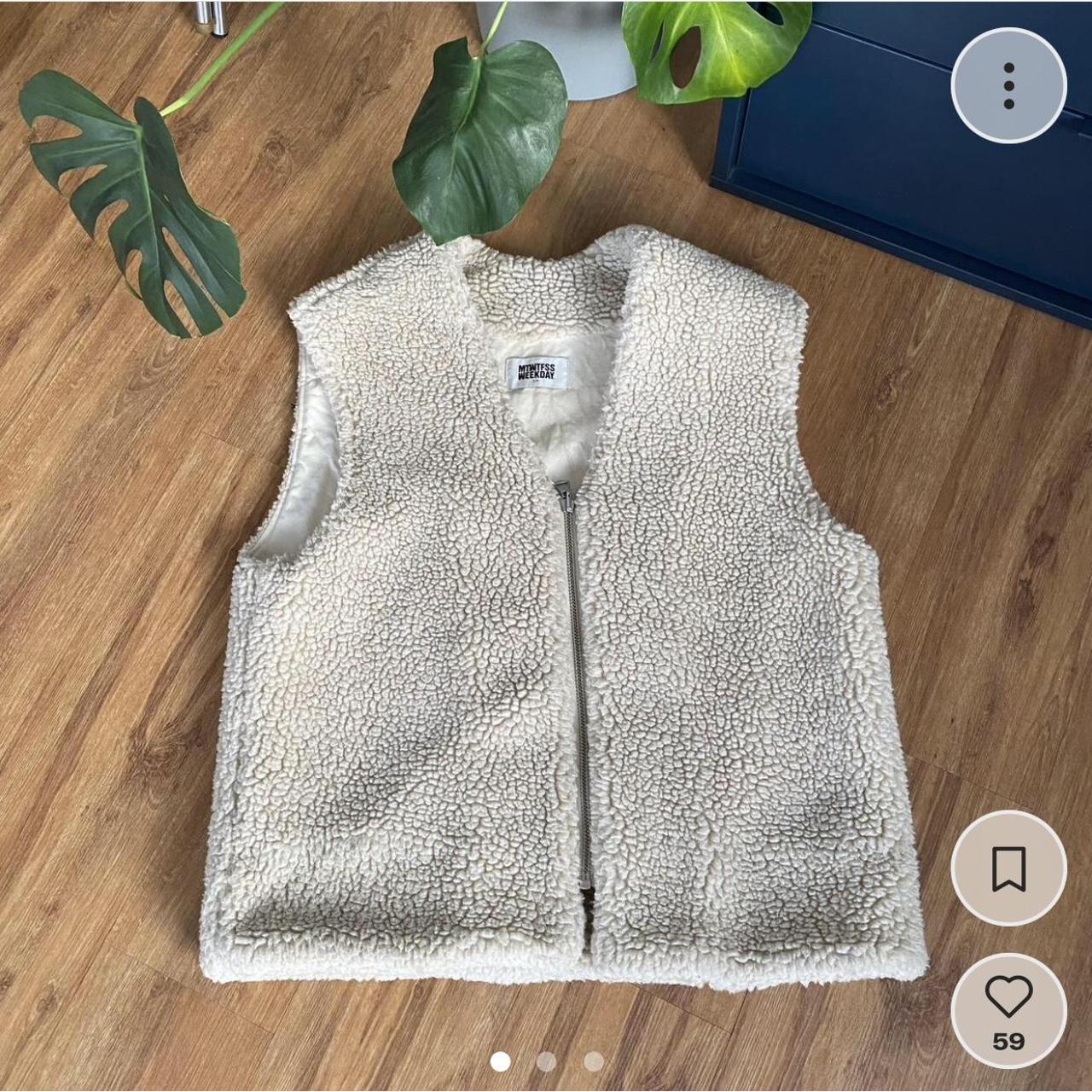 Weekday cream reversible sherpa vest/gilet/body... - Depop