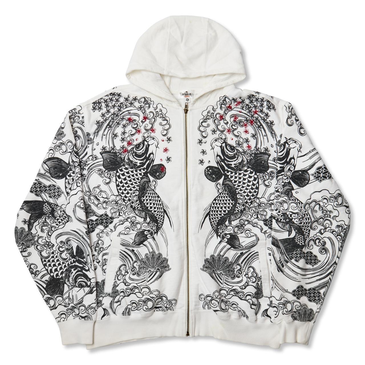 Karakuri Japanese Koi Fish Full Zip Hoodie Colour:... | Depop